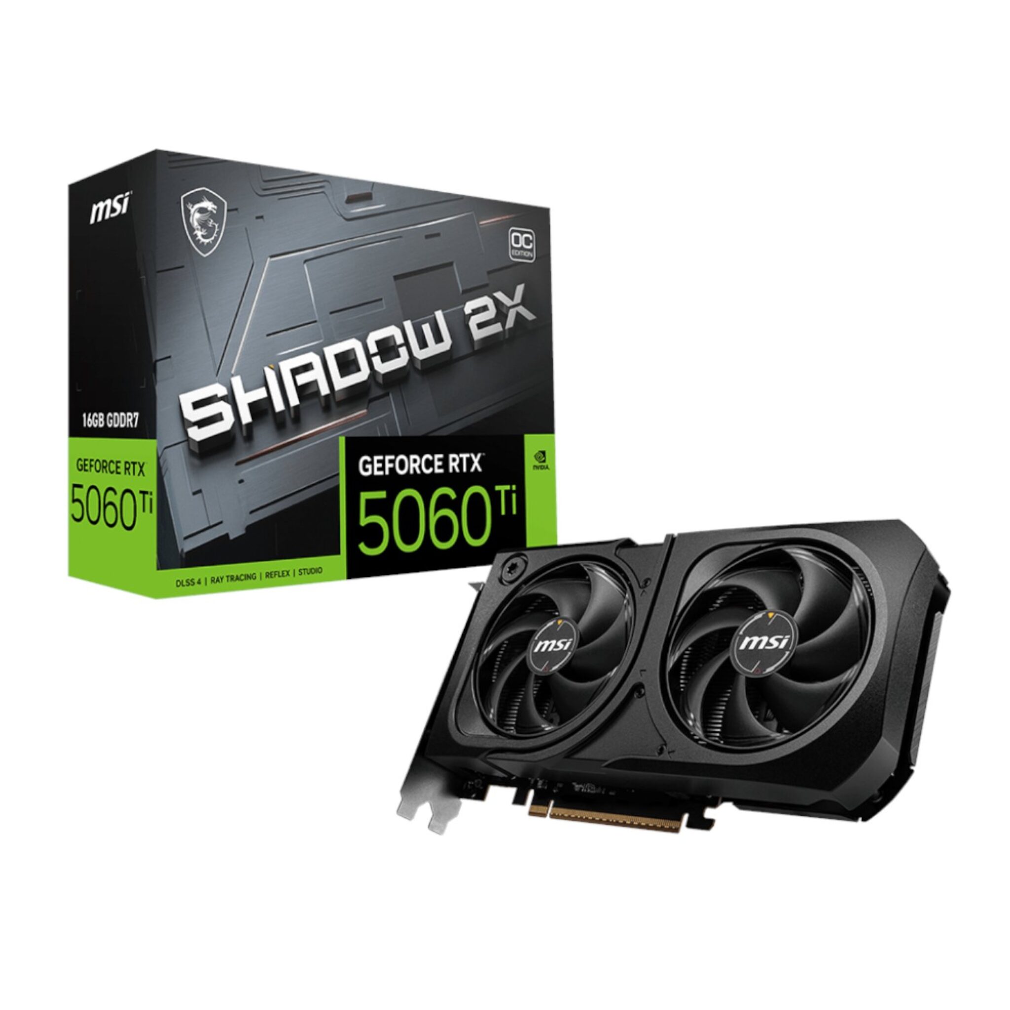 MSI GeForce RTX 5060 Ti SHADOW 2X OC PLUS GDDR7 16GB Graphics Card ...